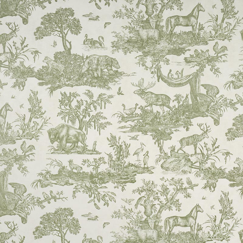 Schumacher Western Toile Olive Wallpaper | Samples